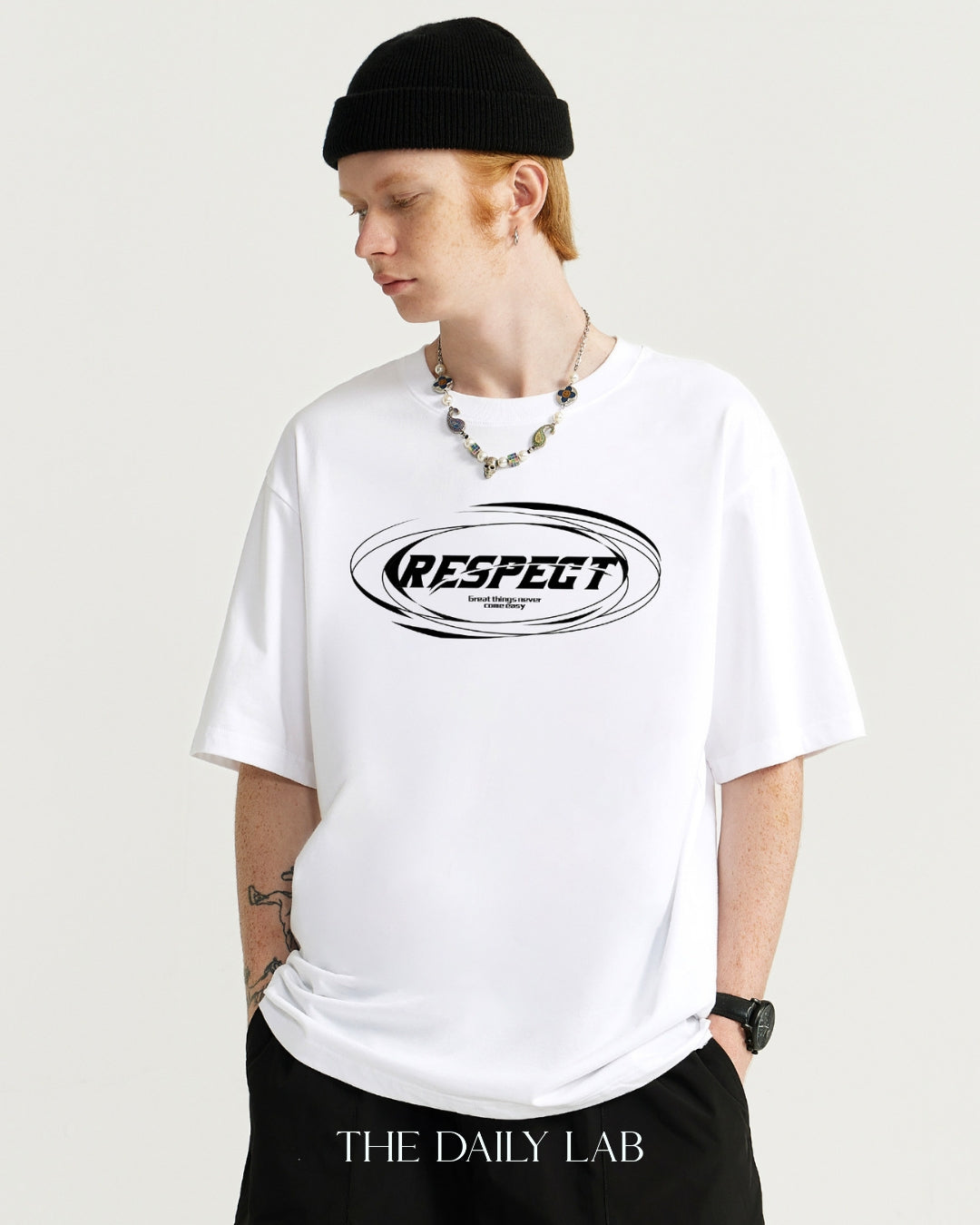 Respect Loose Tee in White – The Daily Lab
